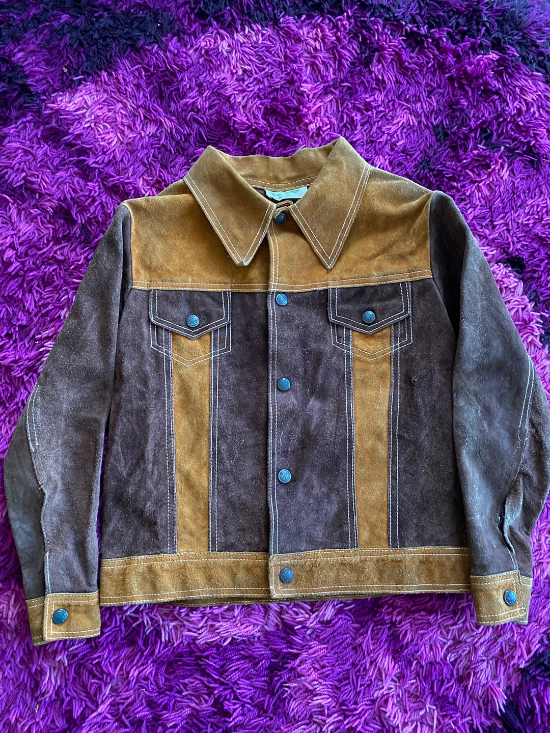 Stunning Vintage Unisex Rare 60s 70s Western Brown Two Tone Suede ...