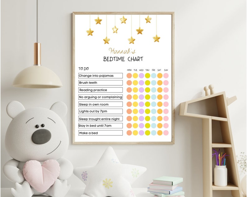 Editable Kids Bedtime Chart Printable Kids Bedtime Chart - Etsy