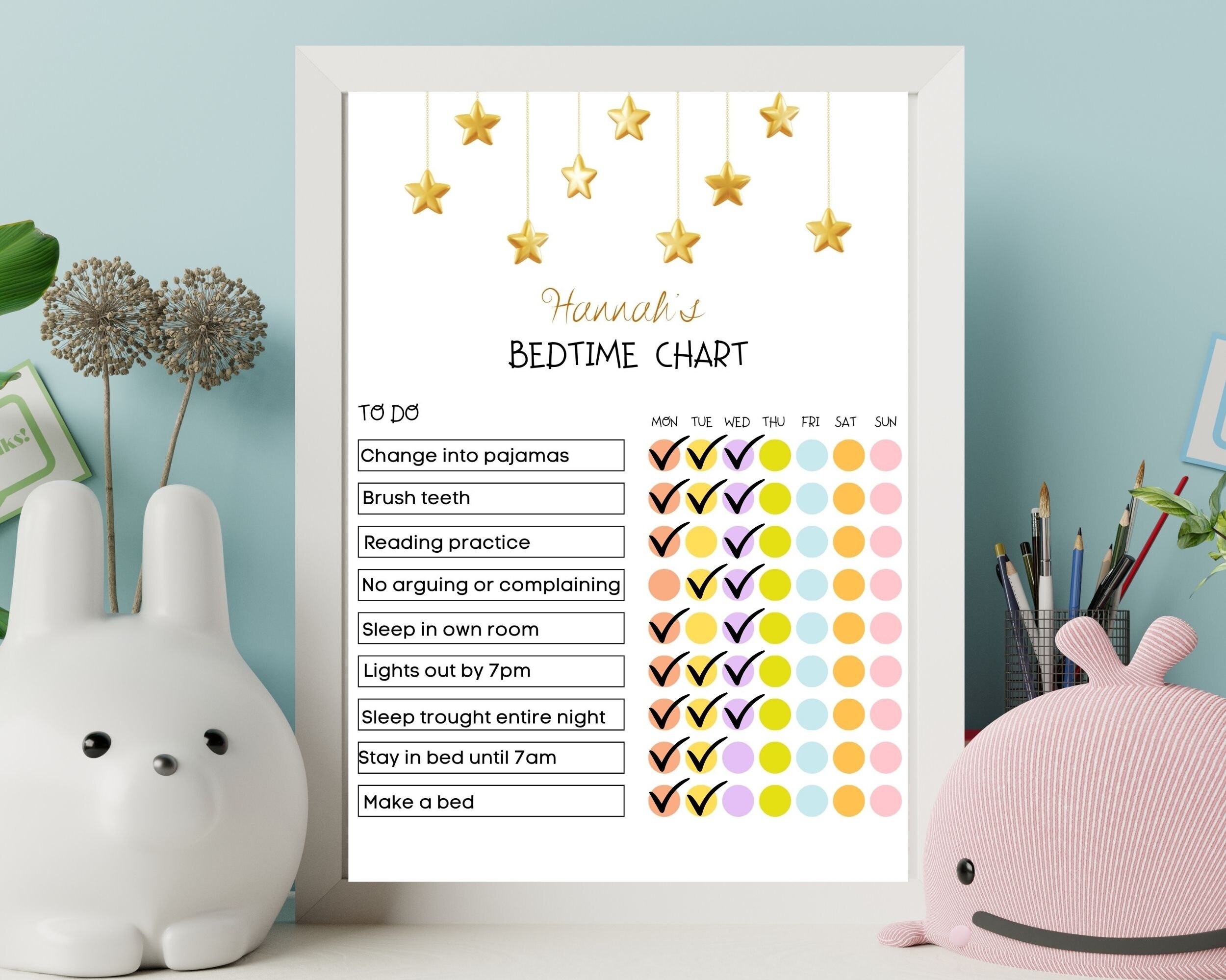 Editable Kids Bedtime Chart Printable Kids Bedtime Chart - Etsy Canada