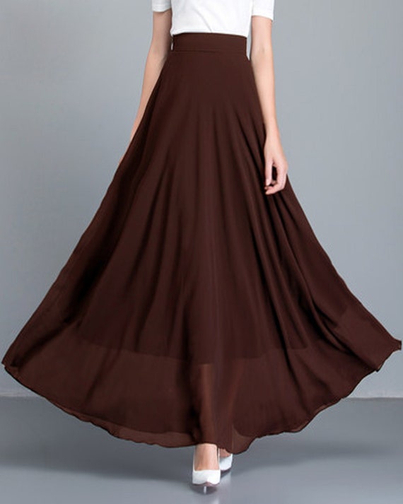 Women's Maxi Skirt, Chiffon A-line Skirt, Long Skirt, High Women's Maxi Skirt, Chiffon A-line Skirt, Long Skirt, High