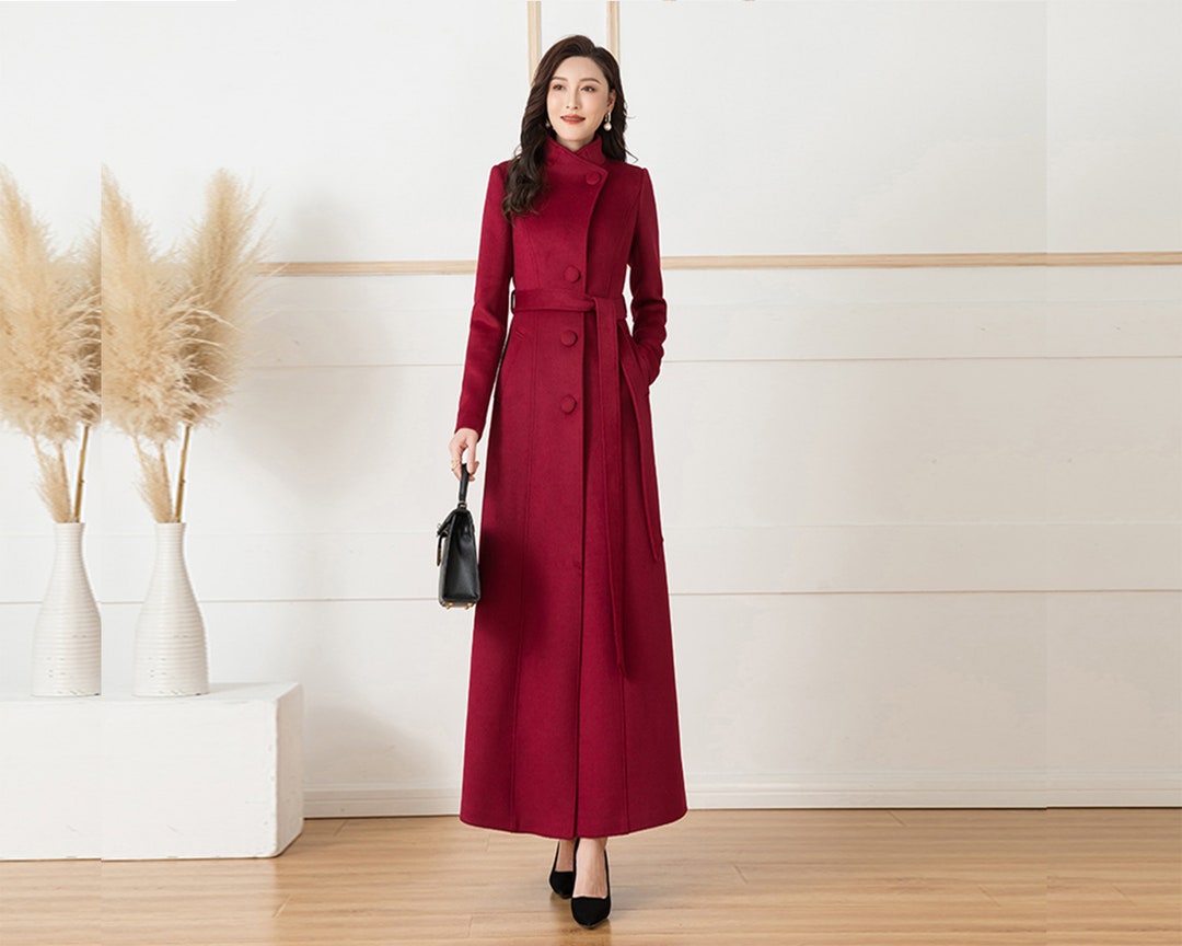 Wool Coat Women, Winter Coat, Long Jacket, High Collar Coat Coat Dress ...