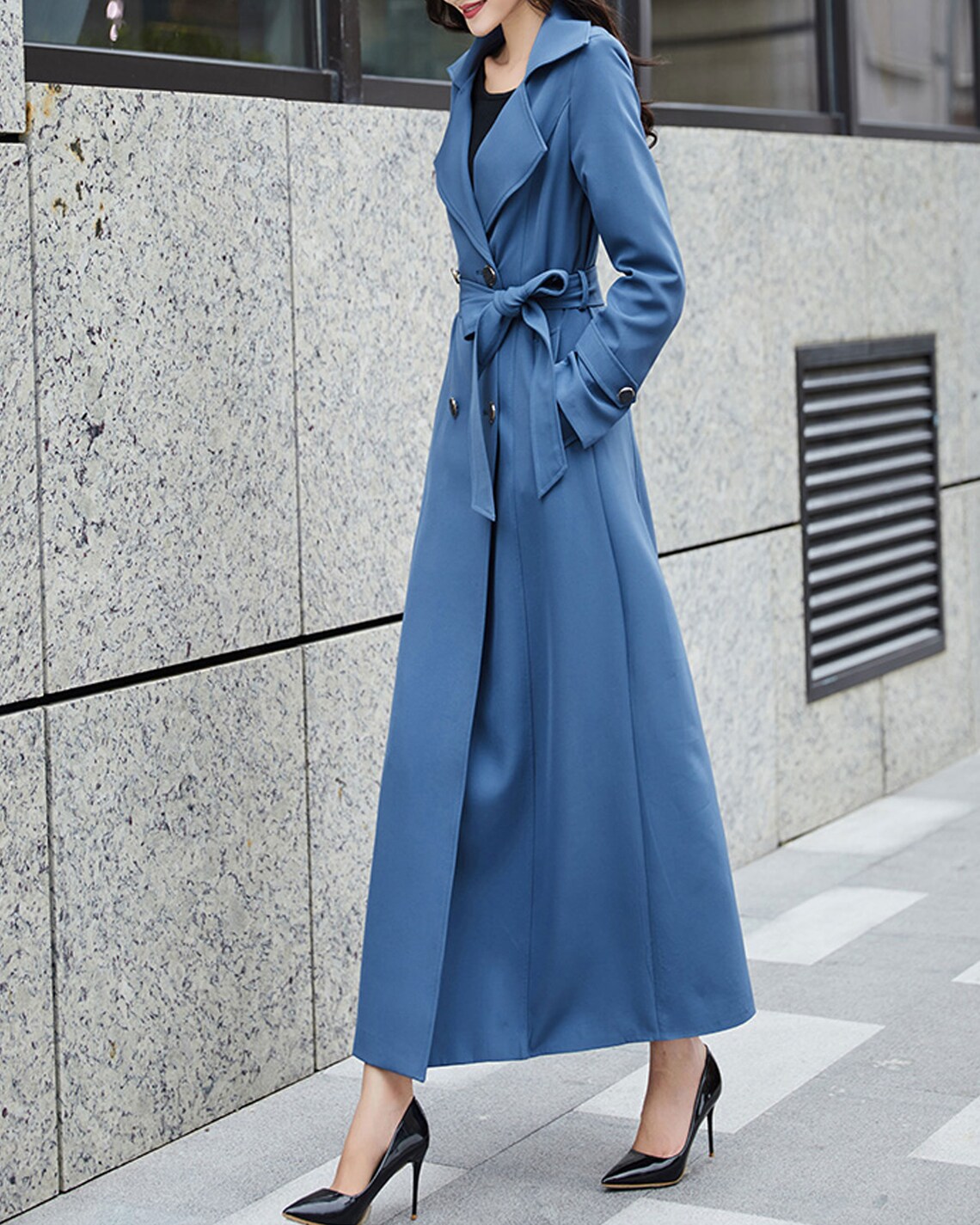 Women's Trench Coat Trench Jacket Long Trench Coat Blue - Etsy