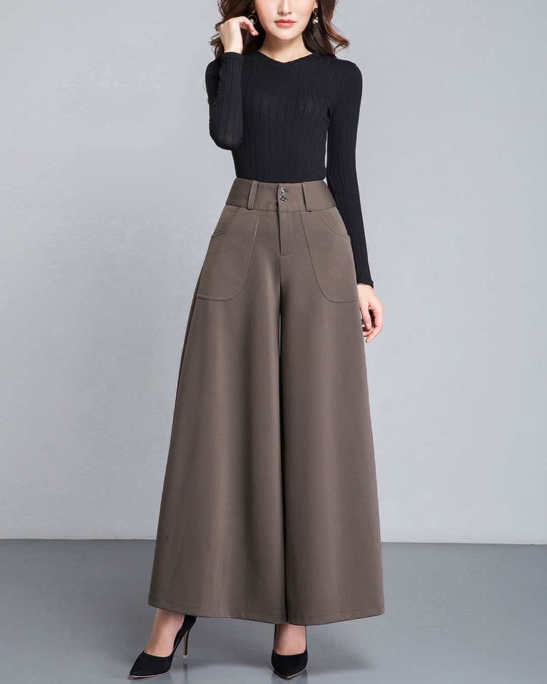 Wide Leg Flare Skirt Pants: Plus Size Custom Trousers - Etsy