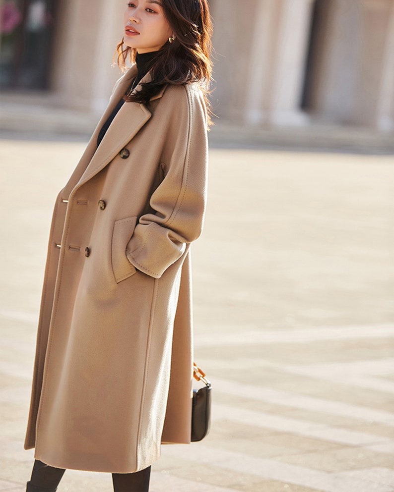 Wollen jas vrouwen winterjas lange jas double breasted jas - Etsy Nederland