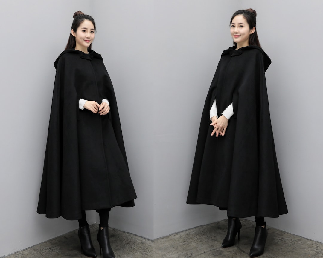 Wool Cape Coat: Long Hooded Winter Outerwear - Etsy