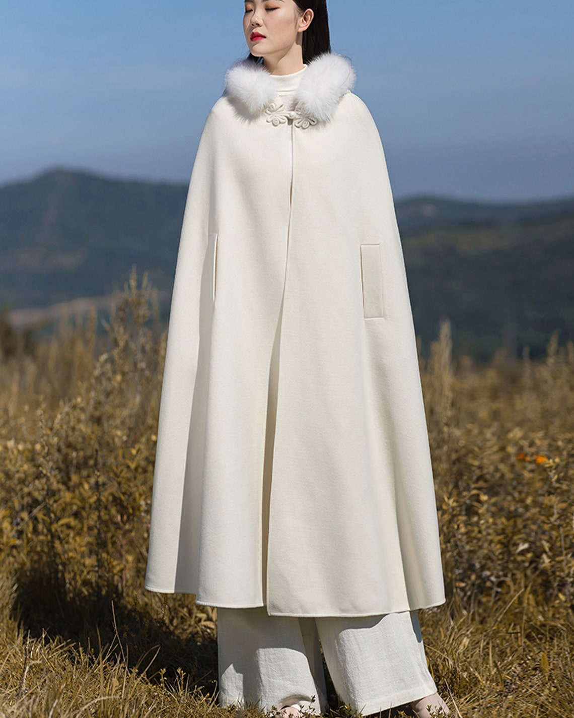 Woll cape Mantel Cape Mantel Long Cape Damen Cape Poncho | Etsy