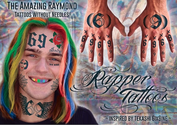 Tekashi 69 Temporary Tattoo Tekashi 6Ix9INE Rapper Temporary | Etsy