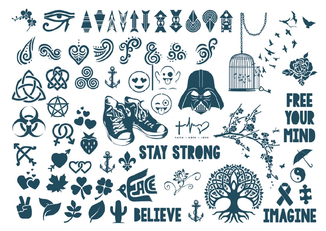 Symbols 5 Temporary Tattoos: Assorted Designs, 1xa4 Sheet - Etsy Australia