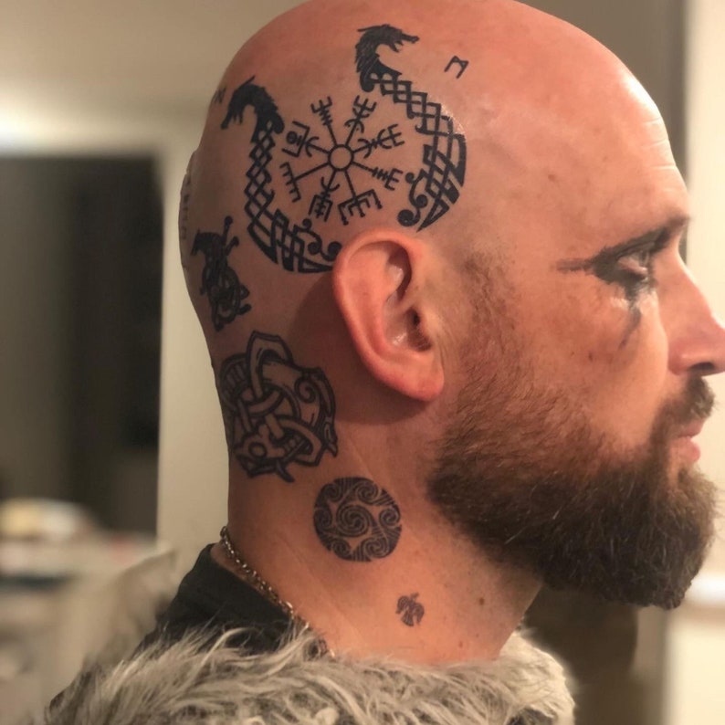 Viking Set 2 Temporary Tattoo Rapper Tattoos Post Malone Temp - Etsy