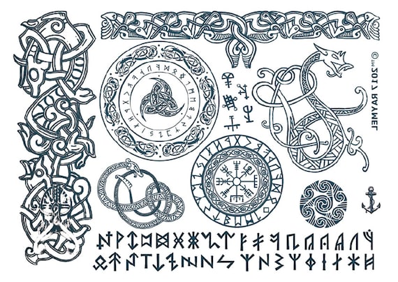 Viking Set 4 Temporary Tattoo Rapper Tattoos Post Malone Temp | Etsy ...
