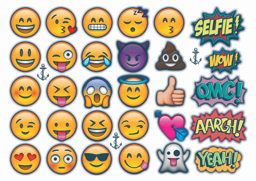 Emoji Temporary Tattoos: Assorted Designs, 2xa4 Sheets - Etsy