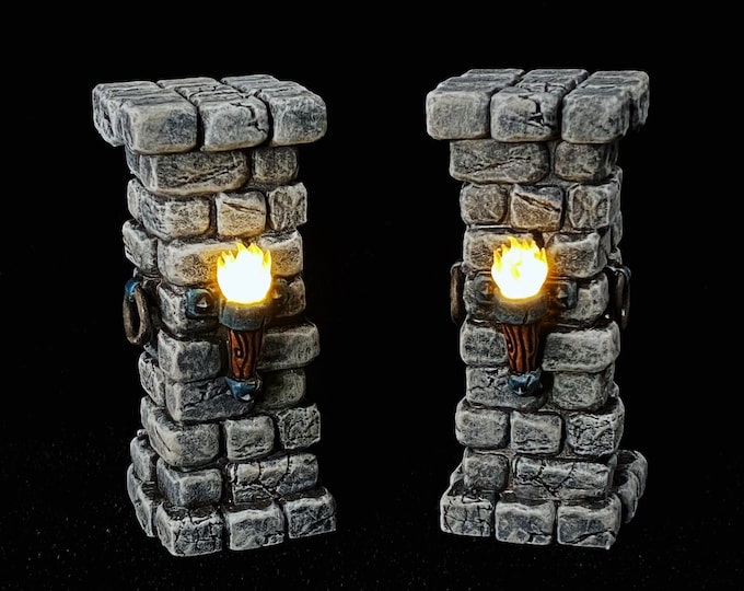 Column With Torch, LED Fantasy Miniatures, Light Effect, Dnd, TTRPG ...