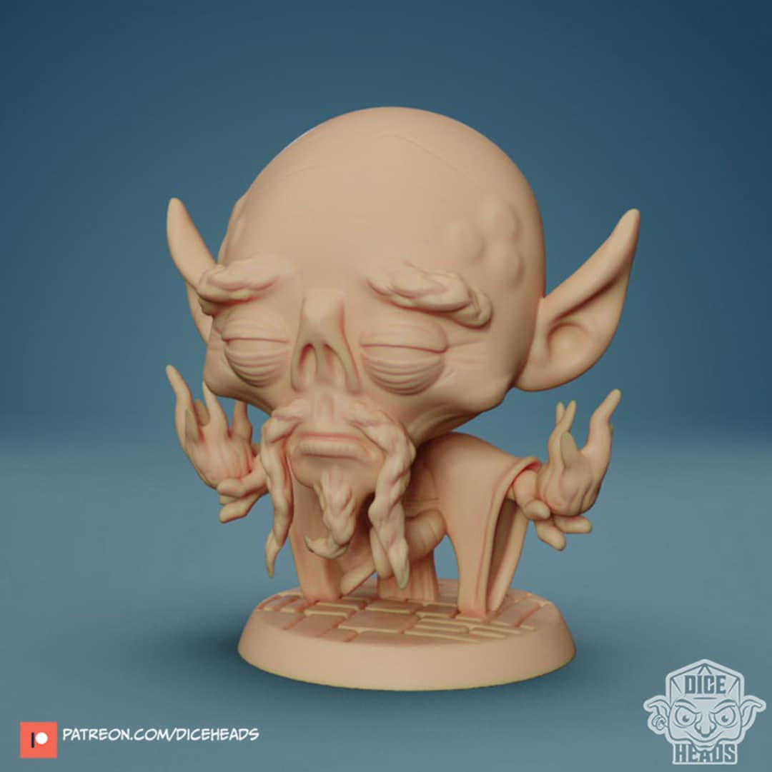 Gith Monk Chibi Miniature, Githzerai Monk, Dice Heads, TTRPG Mini, Dnd ...