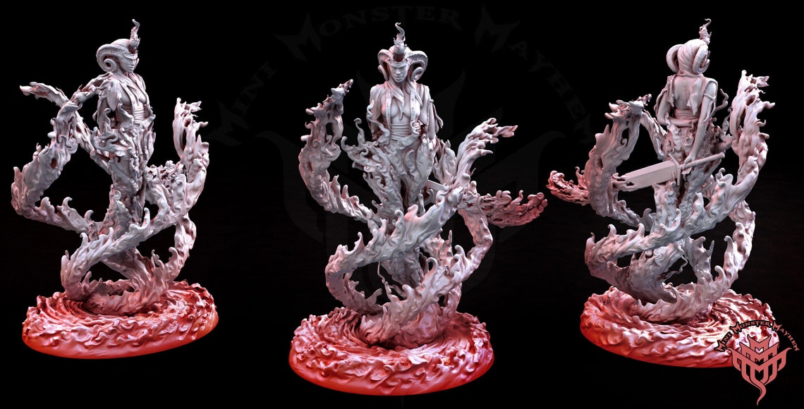 Fire Genie Miniature, Efreet, Mini Monster Mayhem, Aspects of Terra ...