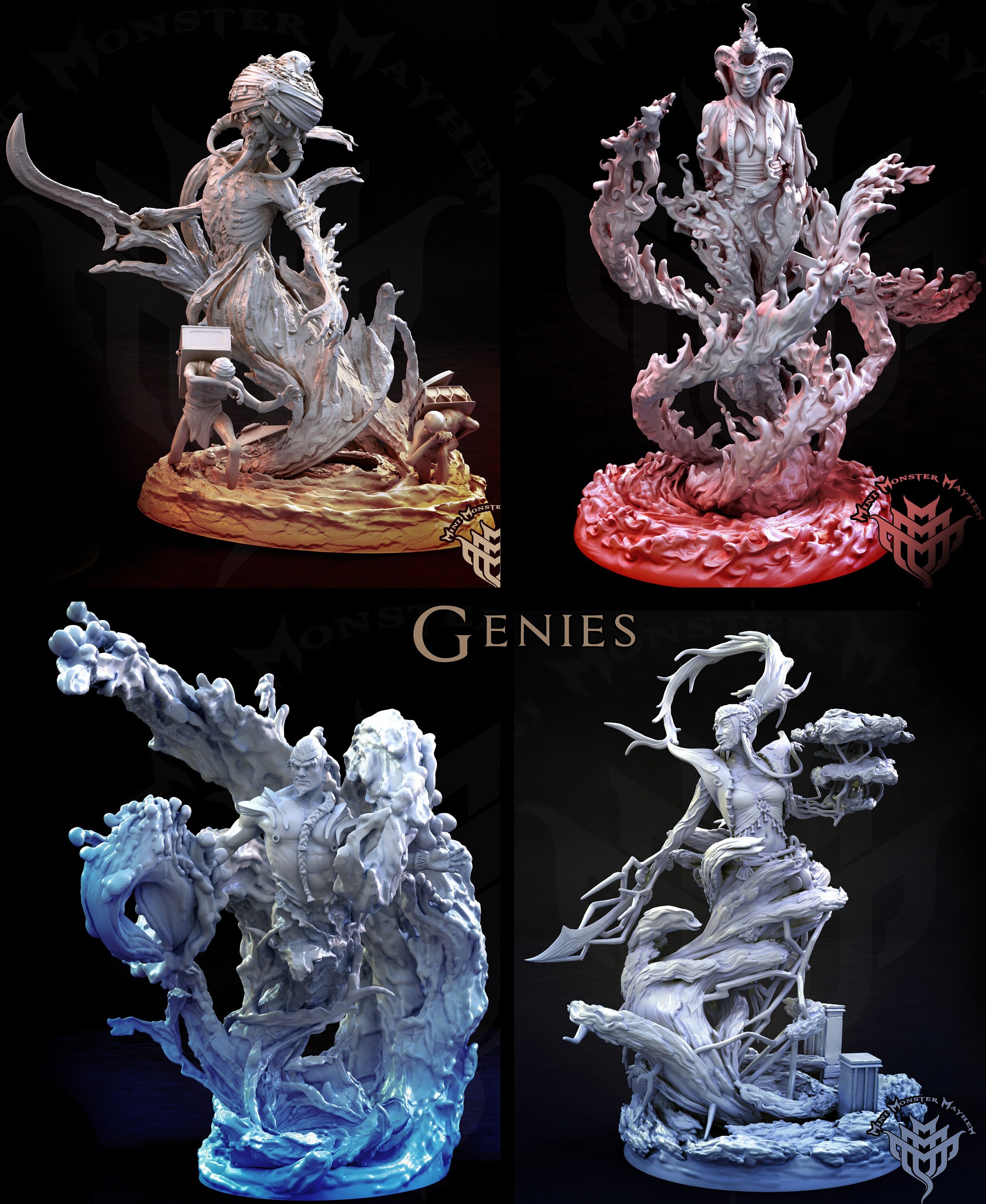 Fire Genie Miniature, Efreet, Mini Monster Mayhem, Aspects of Terra ...
