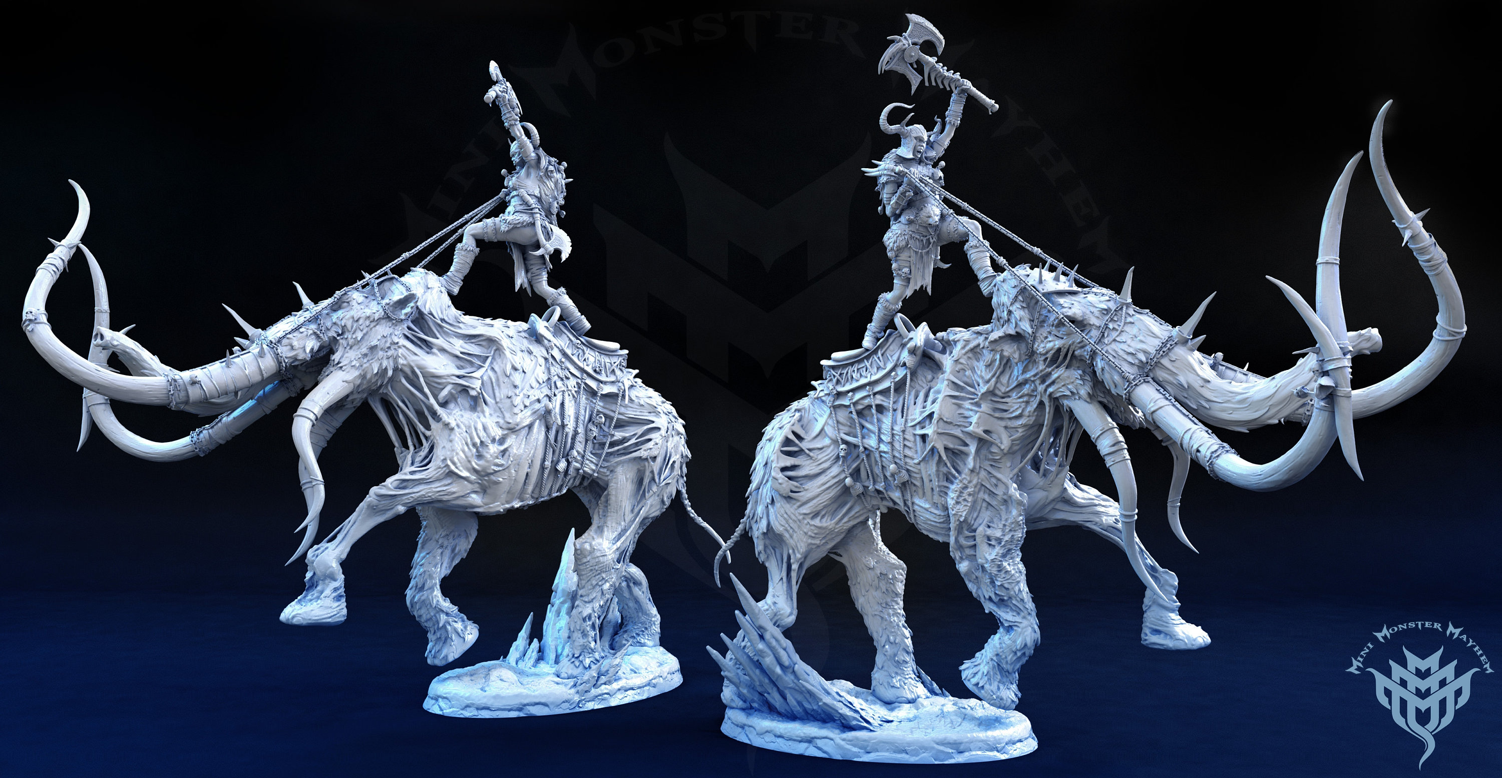 Frost Giant and Mammoth Miniature, Mini Monster Mayhem, Frozen ...