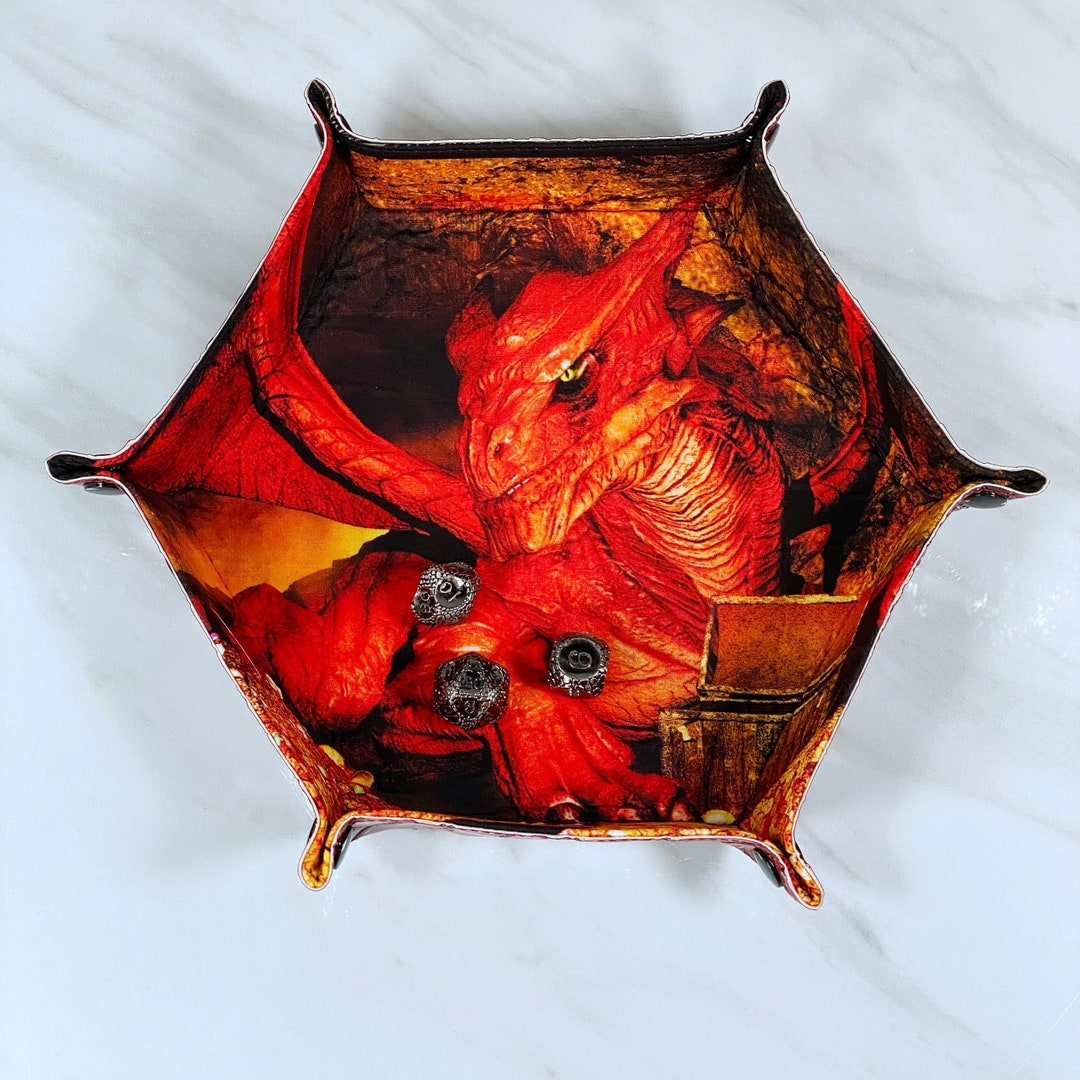 Large Epic Dragon Hexagon Snap Dice Tray, Collapsible Dungeons Dragons ...