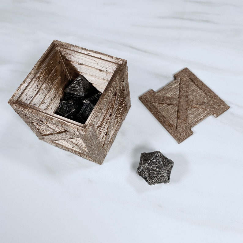Wooden Crate Dice Box 3D printed RPG Gift For Dnd Pathfinder | Etsy