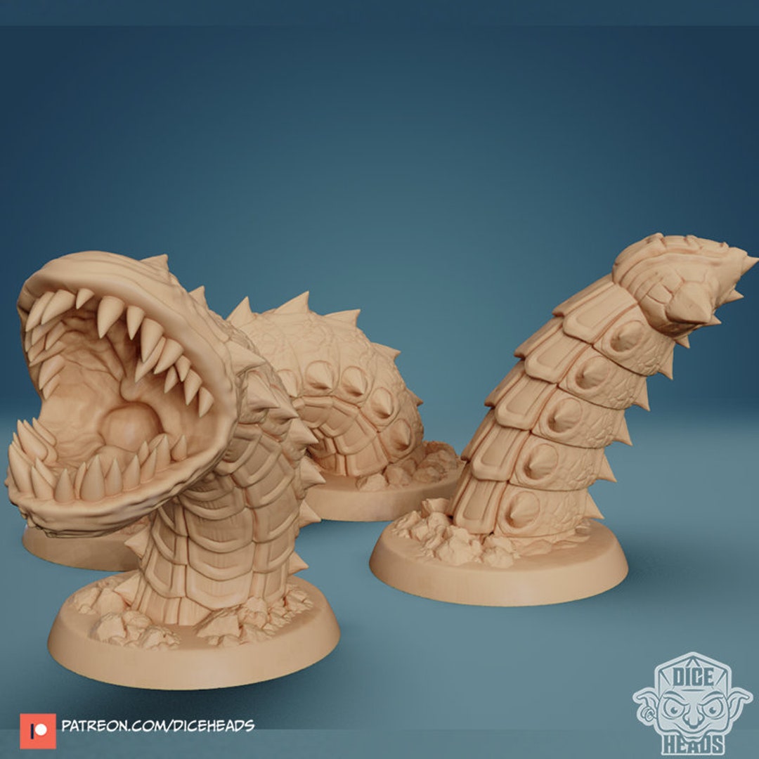 Purple Worm Chibi Miniature, Dice Heads, TTRPG Mini, Dnd, Pathfinder ...