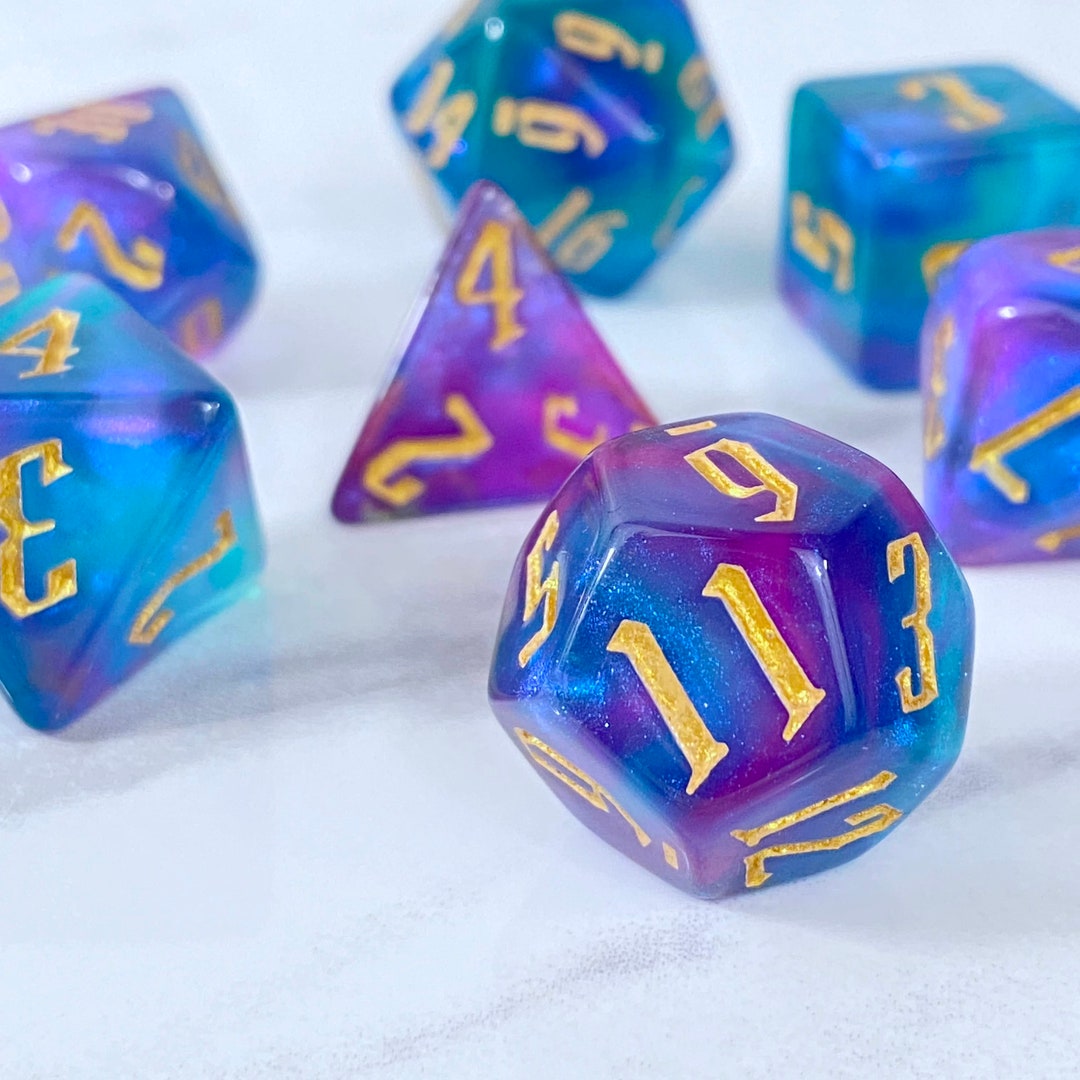 RPG Dice Alchemy Ether Polyhedral 7 Die Set Glitter - Etsy