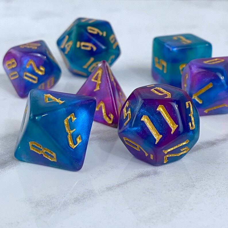 RPG Dice Alchemy Ether Polyhedral 7 Die Set Glitter | Etsy