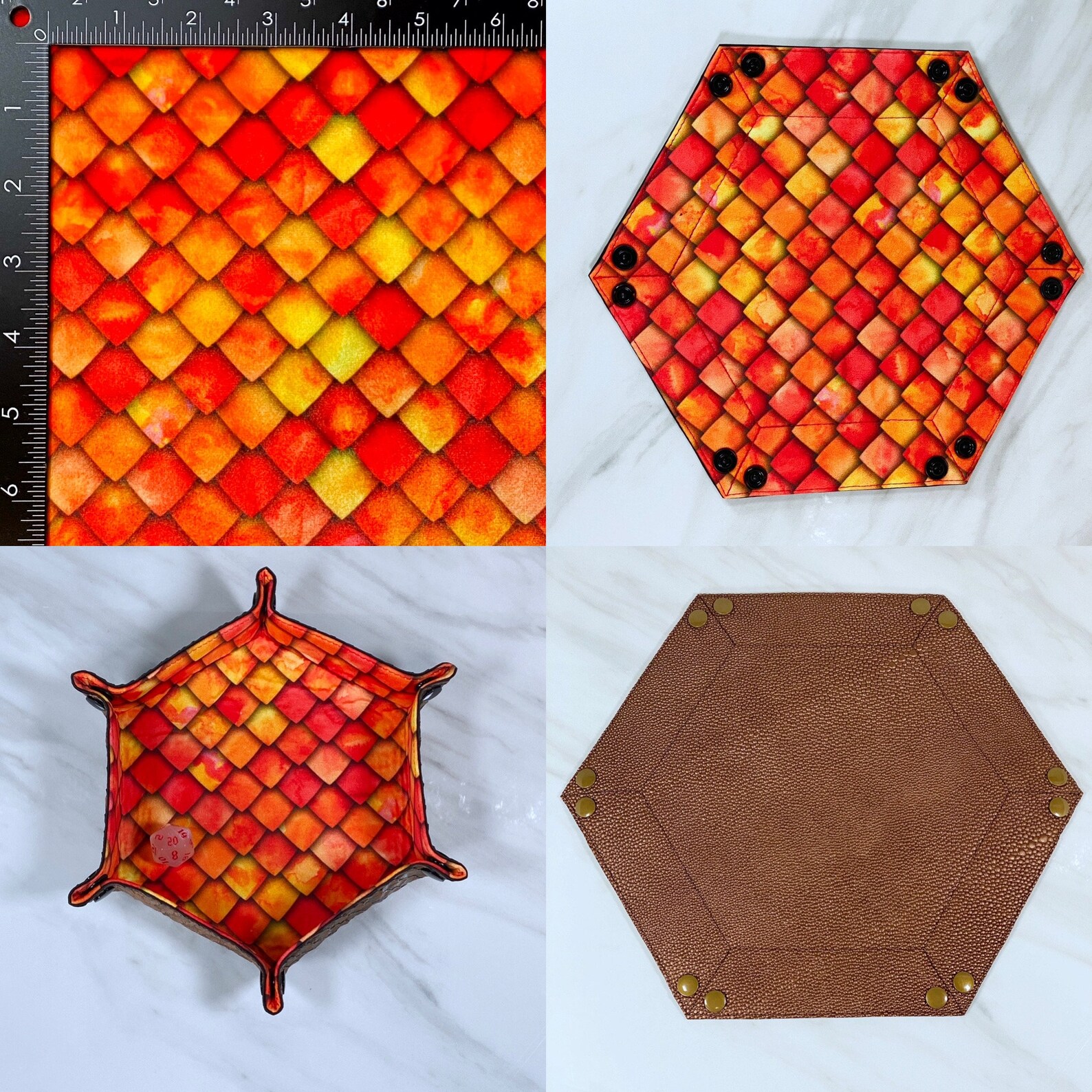 Large Dragon Scale Hexagon Snap Dice Tray, Collapsible Dungeons Dragons ...
