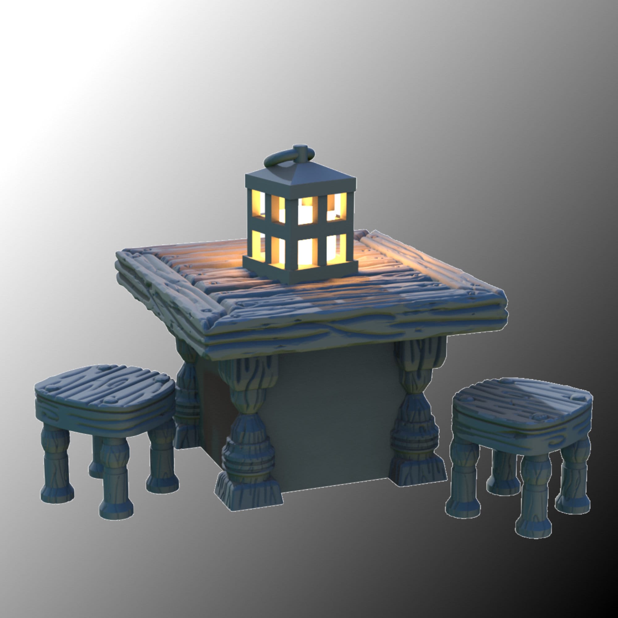 Round or Square Table and Chairs, LED Fantasy Miniatures, Light Effect ...