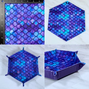 Large Dragon Scale Hexagon Snap Dice Tray, Collapsible Dungeons Dragons ...