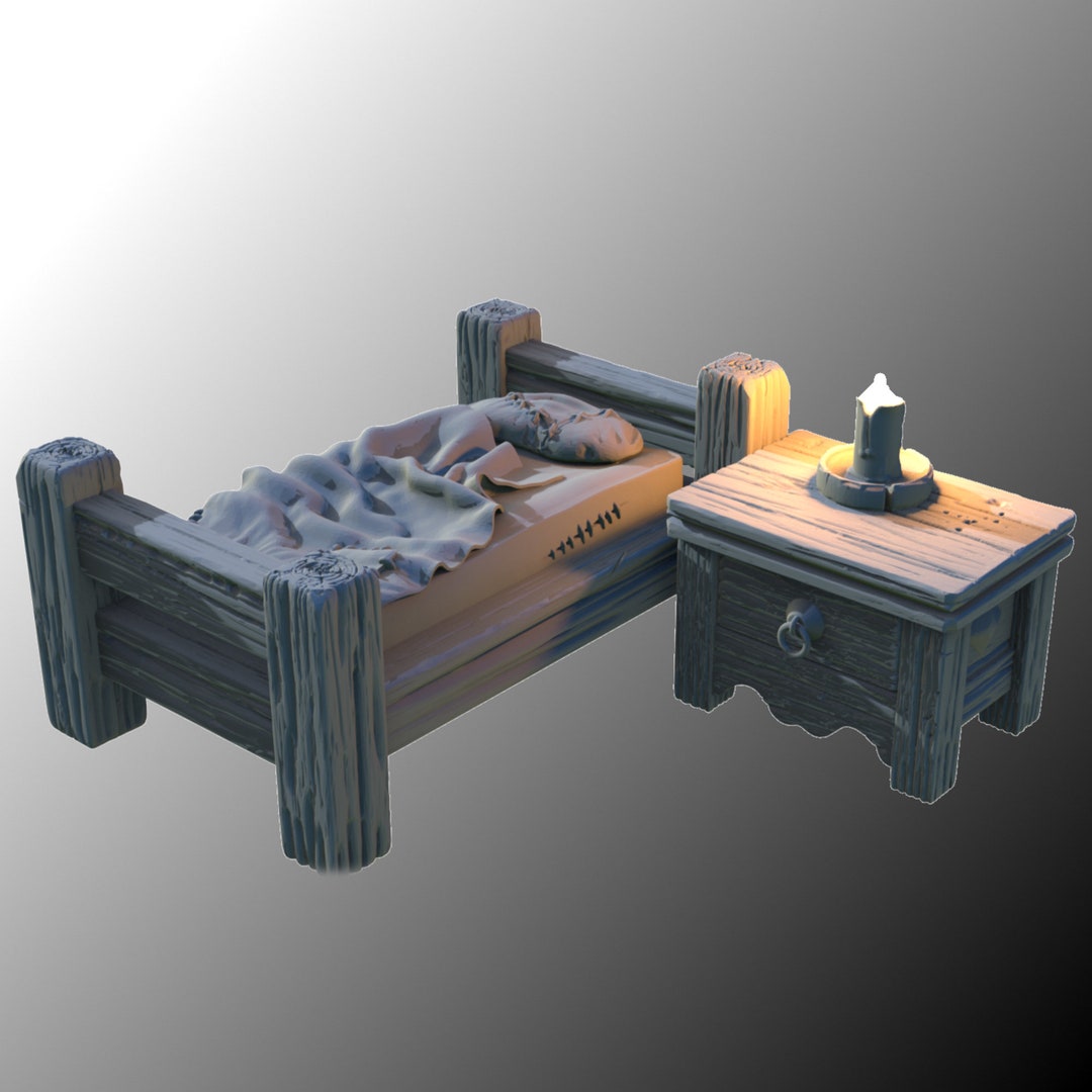 Bed and Nightstand LED Fantasy Miniatures, Light Effect, Dnd, TTRPG ...