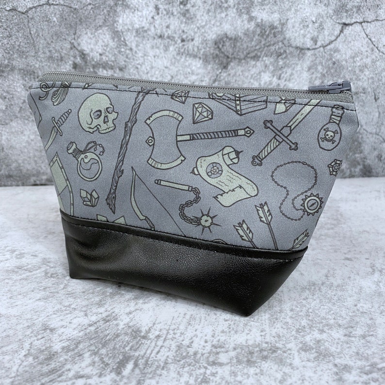Gray Inventory Zipper Bag Dice Bag Geeky Bag Makeup RPG | Etsy