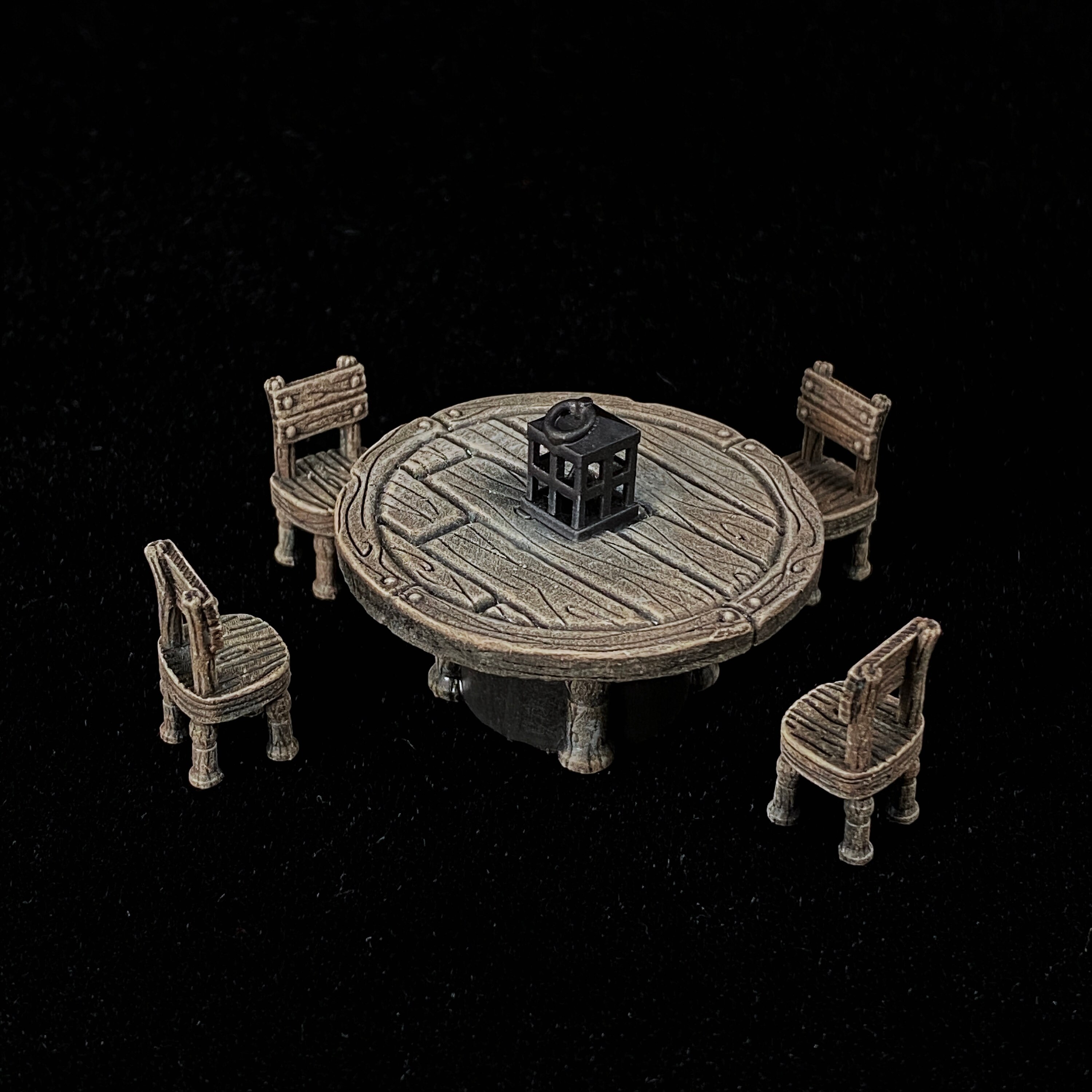 Round or Square Table and Chairs, LED Fantasy Miniatures, Light Effect ...