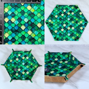 Large Dragon Scale Hexagon Snap Dice Tray, Collapsible Dungeons Dragons ...