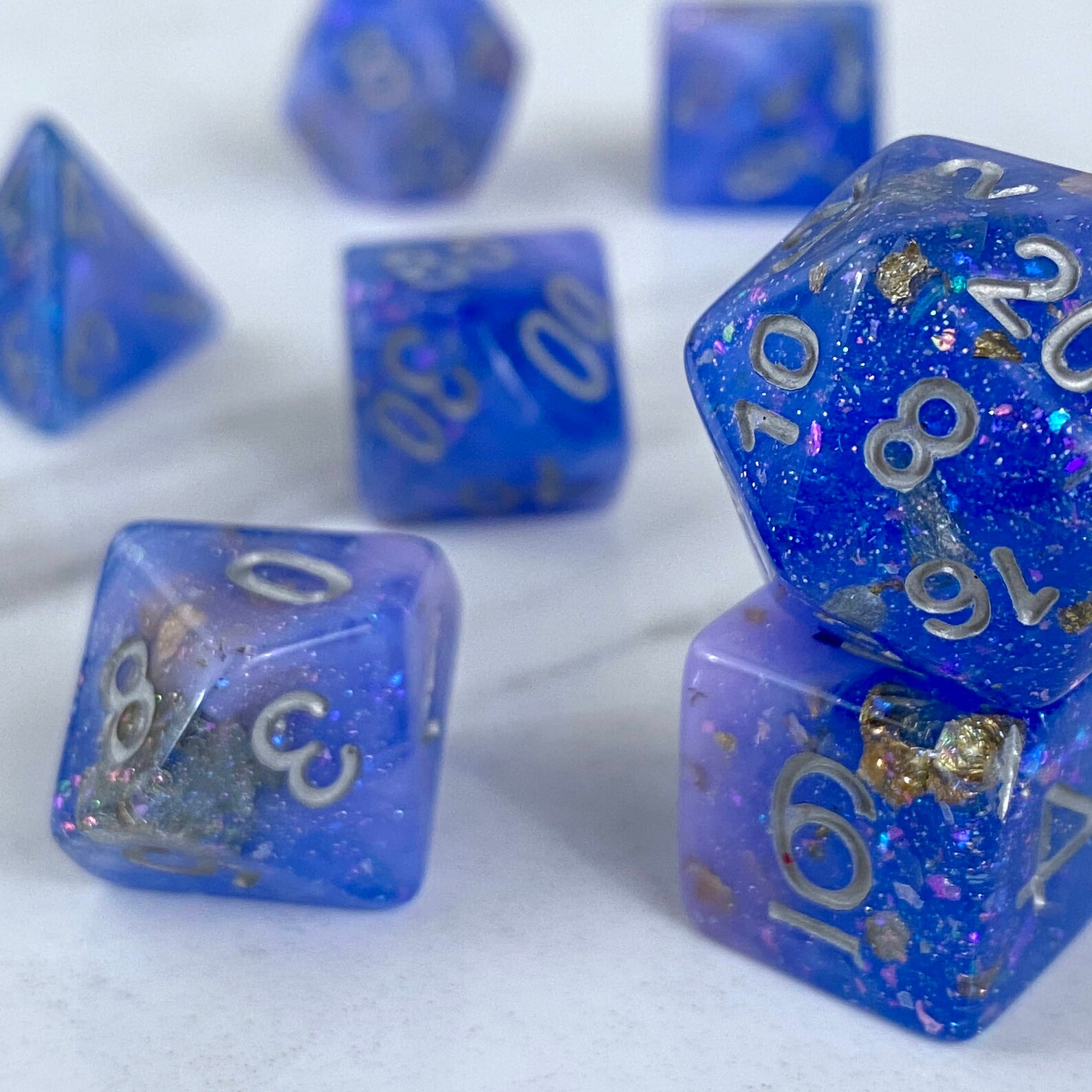 RPG Dice Water Sprite Mermaid Polyhedral 7 Die Set Glitter - Etsy