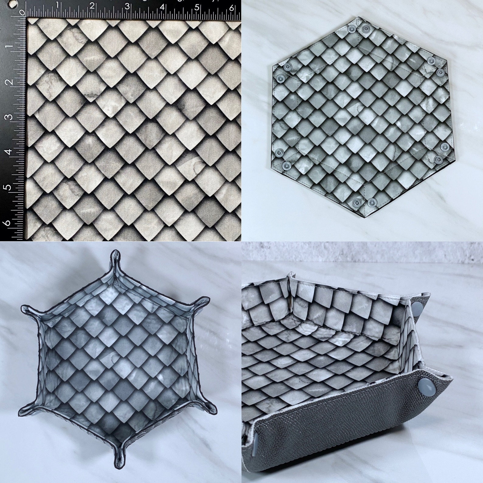 Large Dragon Scale Hexagon Snap Dice Tray, Collapsible Dungeons Dragons ...