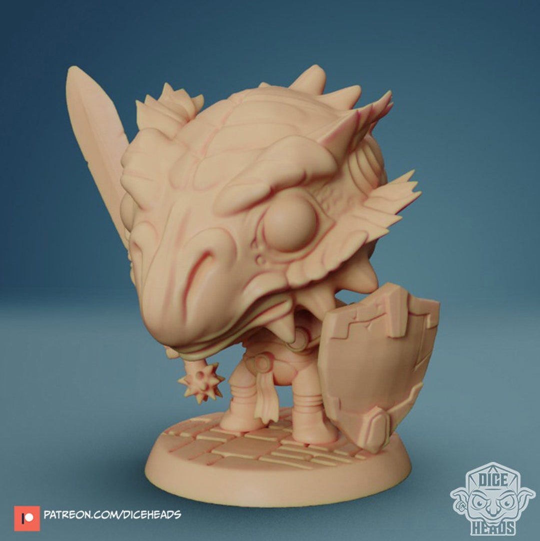 Dragonborn Paladin Chibi Miniature, Dice Heads, TTRPG Mini, Dnd ...