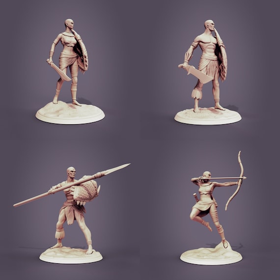 Tribal Warriors Jurassic Tribe Tribal Dnd Resin Miniature | Etsy