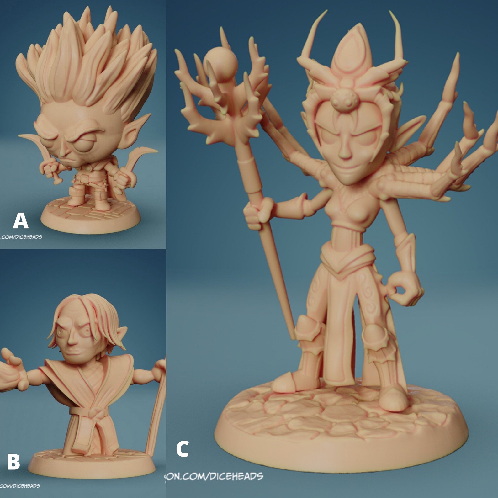 Drow Chibi Miniature Rogue Wizard or Priestess Dice Heads - Etsy