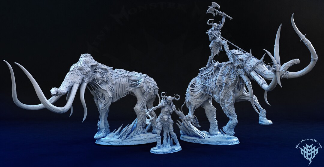 Frost Giant and Mammoth Miniature, Mini Monster Mayhem, Frozen ...
