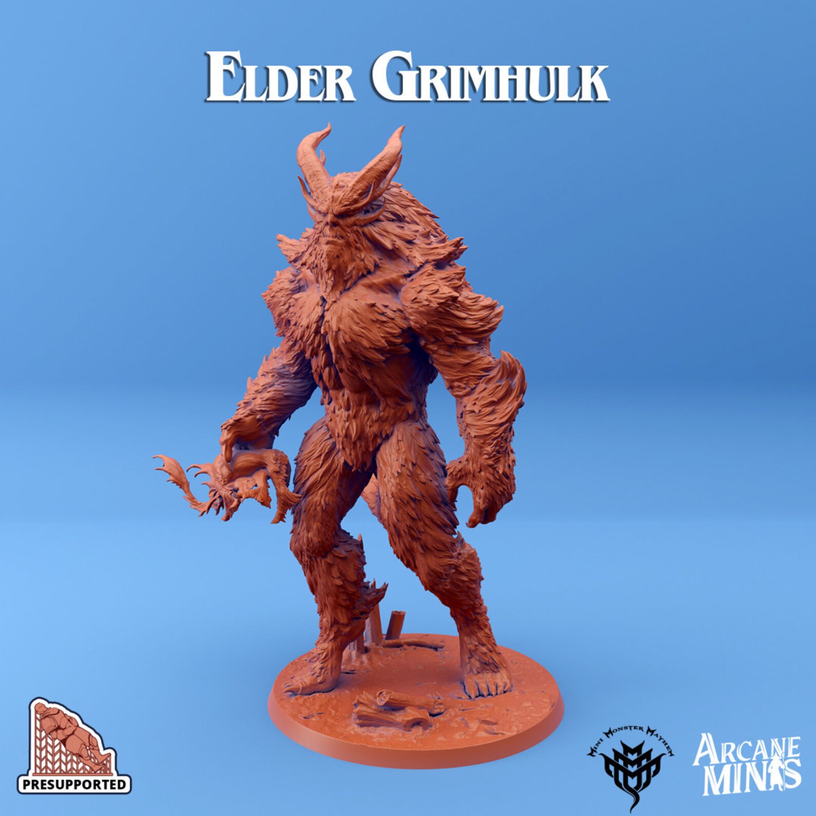 Grimhulk Miniature, Yeti Miniature, Mini Monster Mayhem, TTRPG Mini ...