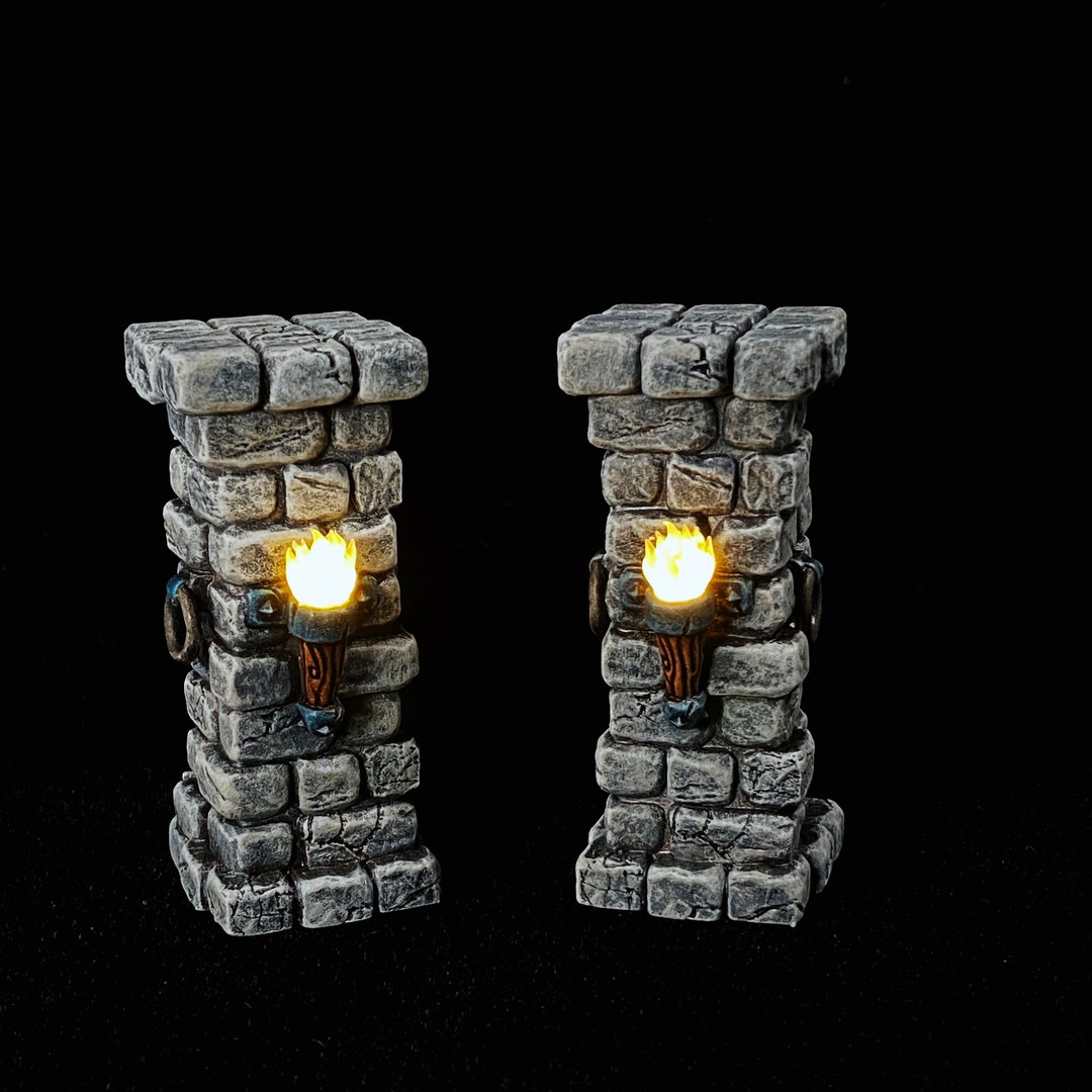 Column With Torch, LED Fantasy Miniatures, Light Effect, Dnd, TTRPG ...