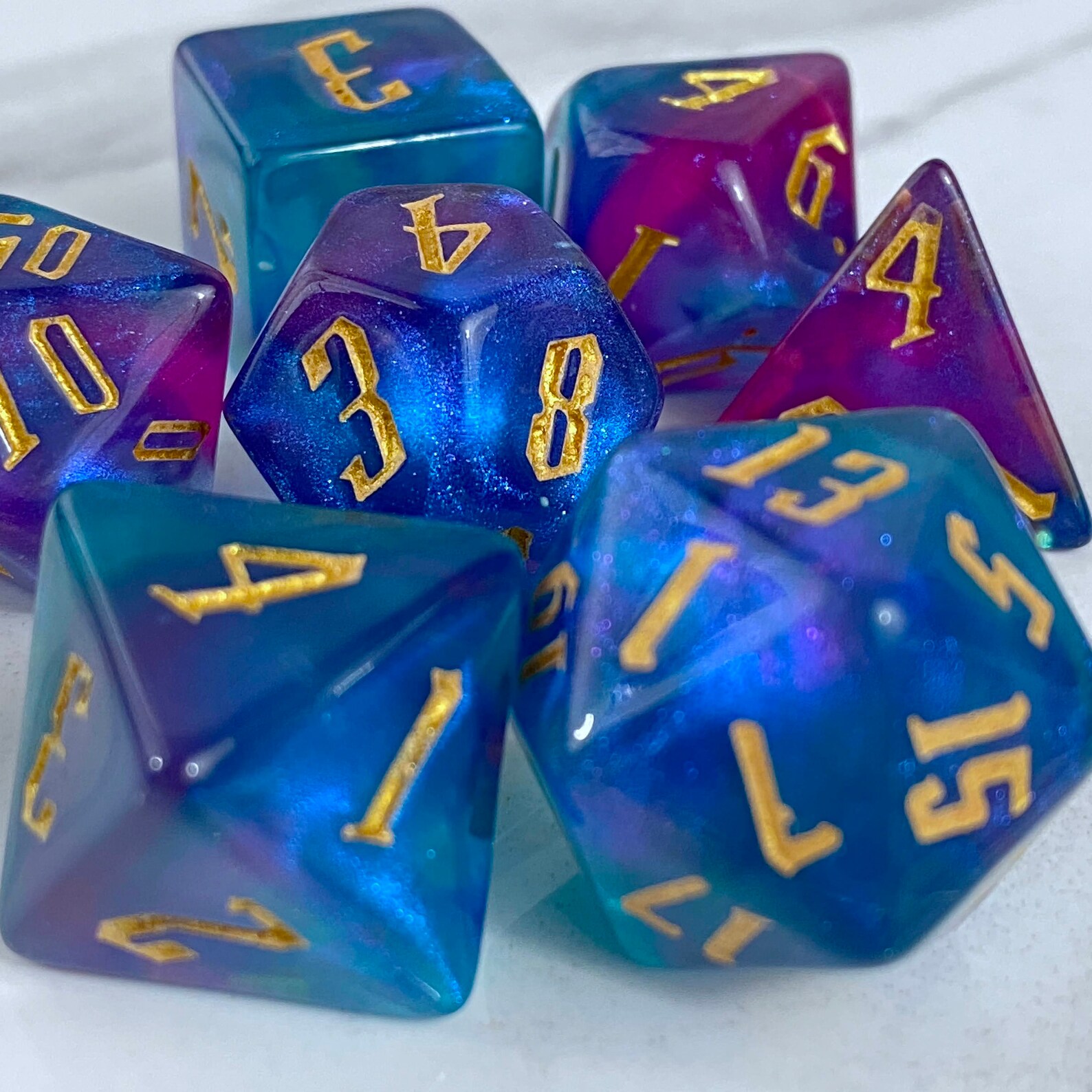 RPG Dice Alchemy Ether Polyhedral 7 Die Set Glitter | Etsy