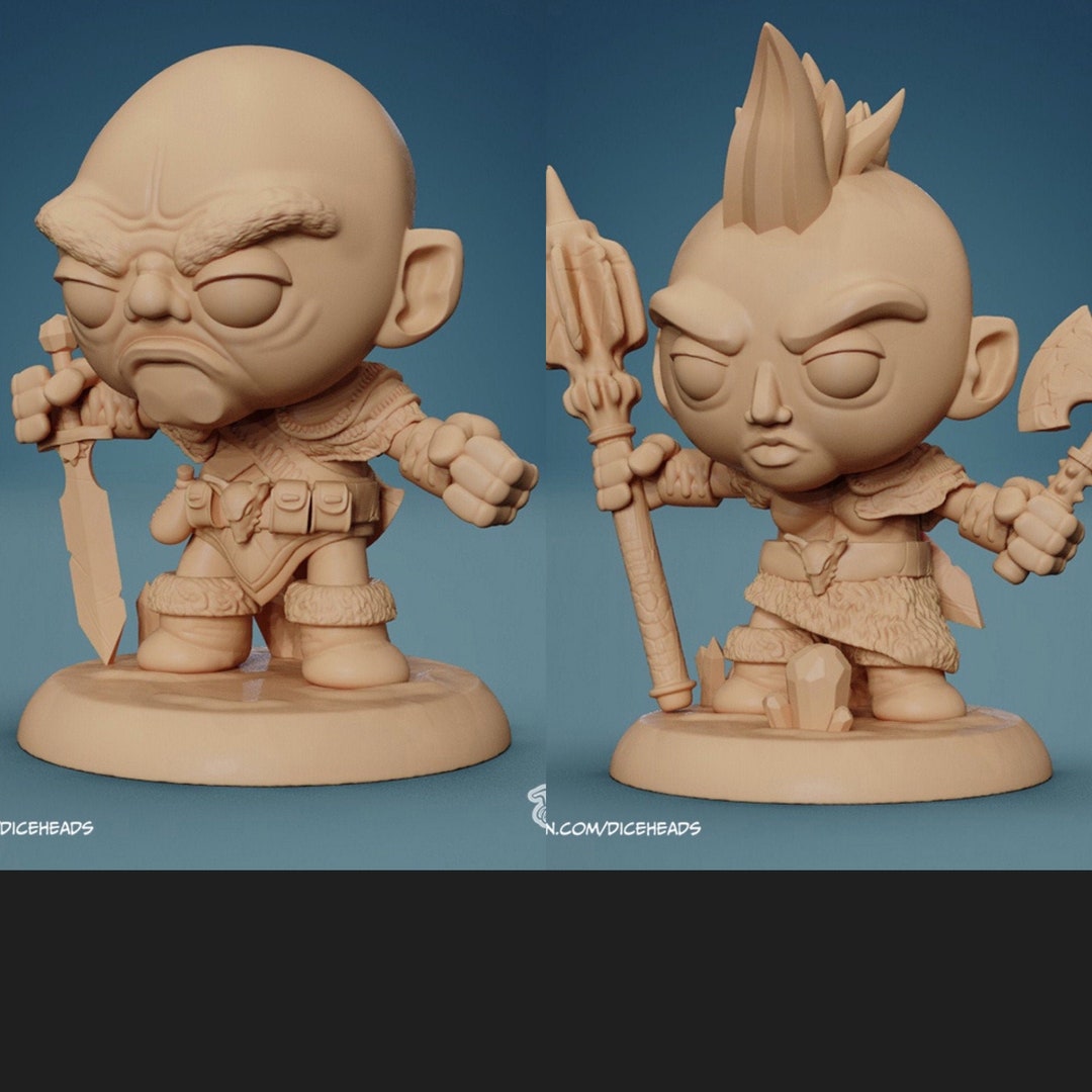 Goliath Chibi Miniature, Female Goliath, Goliath Beard, Dice Heads ...
