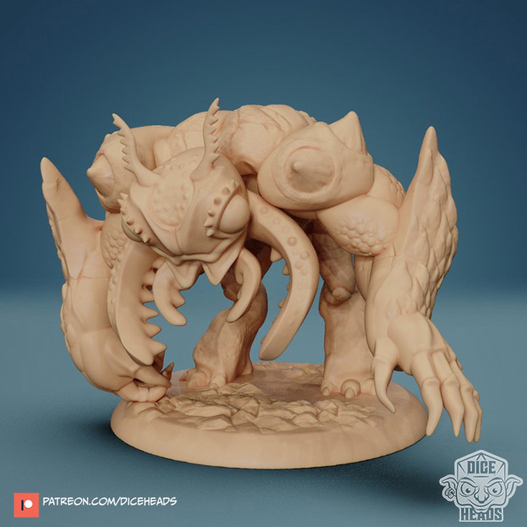 Umber Hulk Chibi Miniature, Dice Heads, TTRPG Mini, Dnd, Pathfinder ...