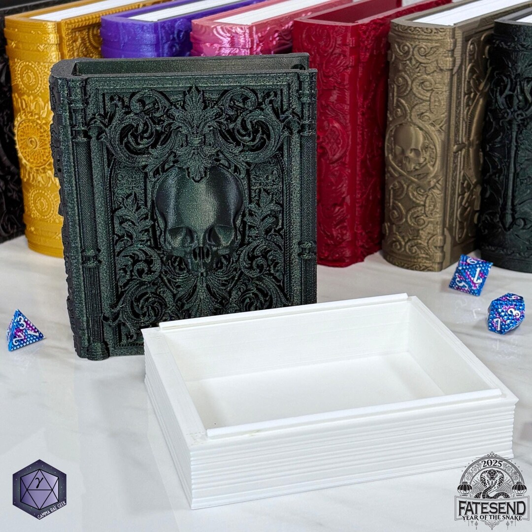 Necromancer Storage Book, Skull Dice Vault, Grimoire Deck Box, Dnd ...
