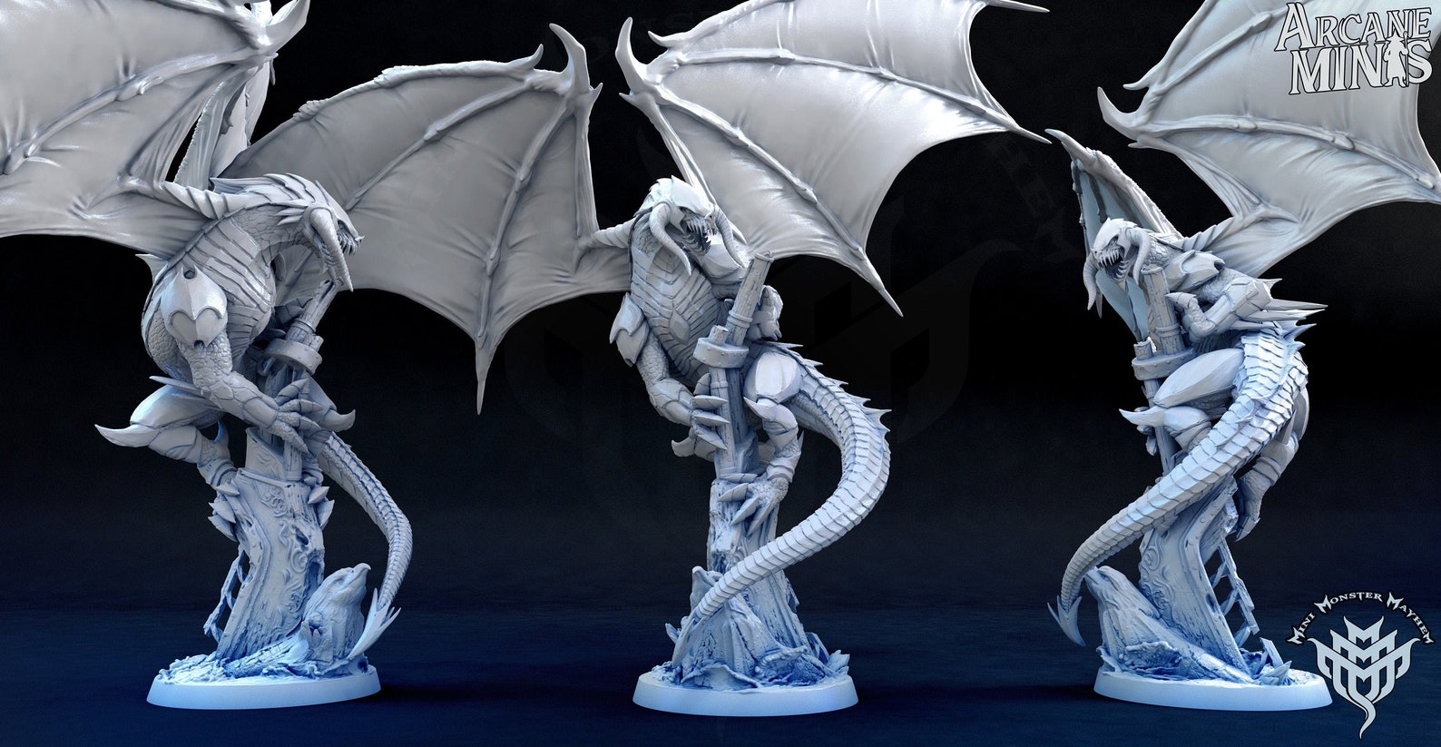Armored Black Dragon Miniature, Arcane Dragon, Mini Monster Mayhem ...