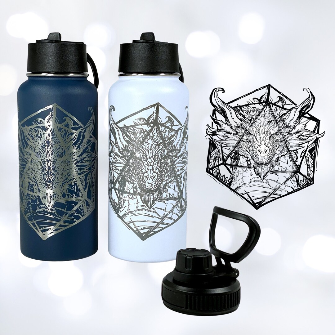 Dragon D20 Dice Custom Water Bottle, 32oz Insulated, Dungeons and ...