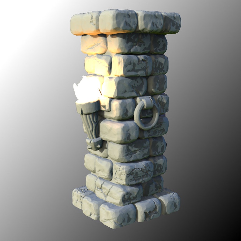 Column With Torch, LED Fantasy Miniatures, Light Effect, Dnd, TTRPG ...