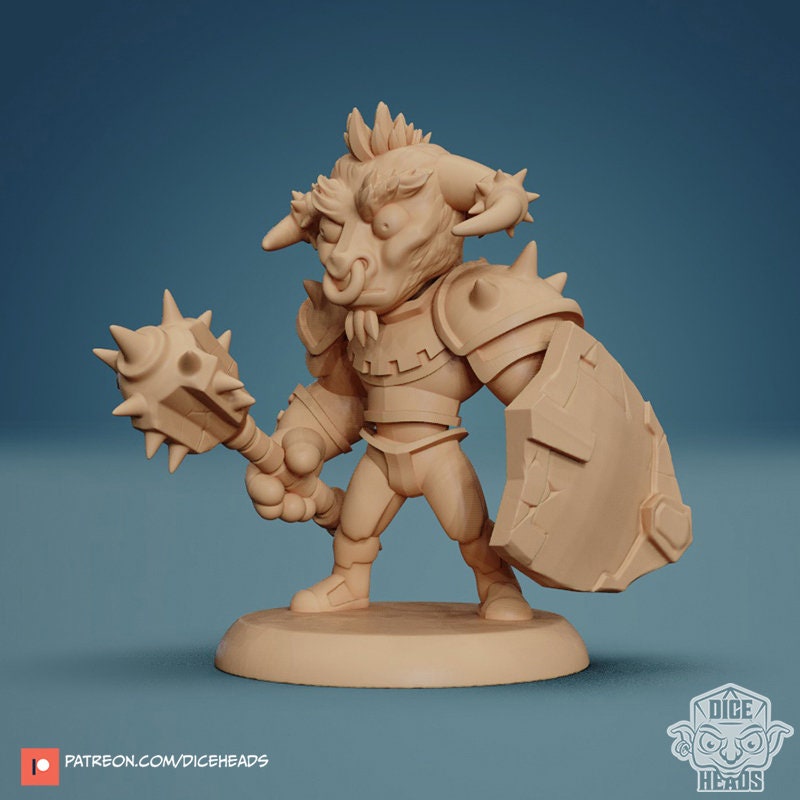 Minotaur Paladin Chibi Miniature Dice Heads TTRPG Mini Dnd - Etsy