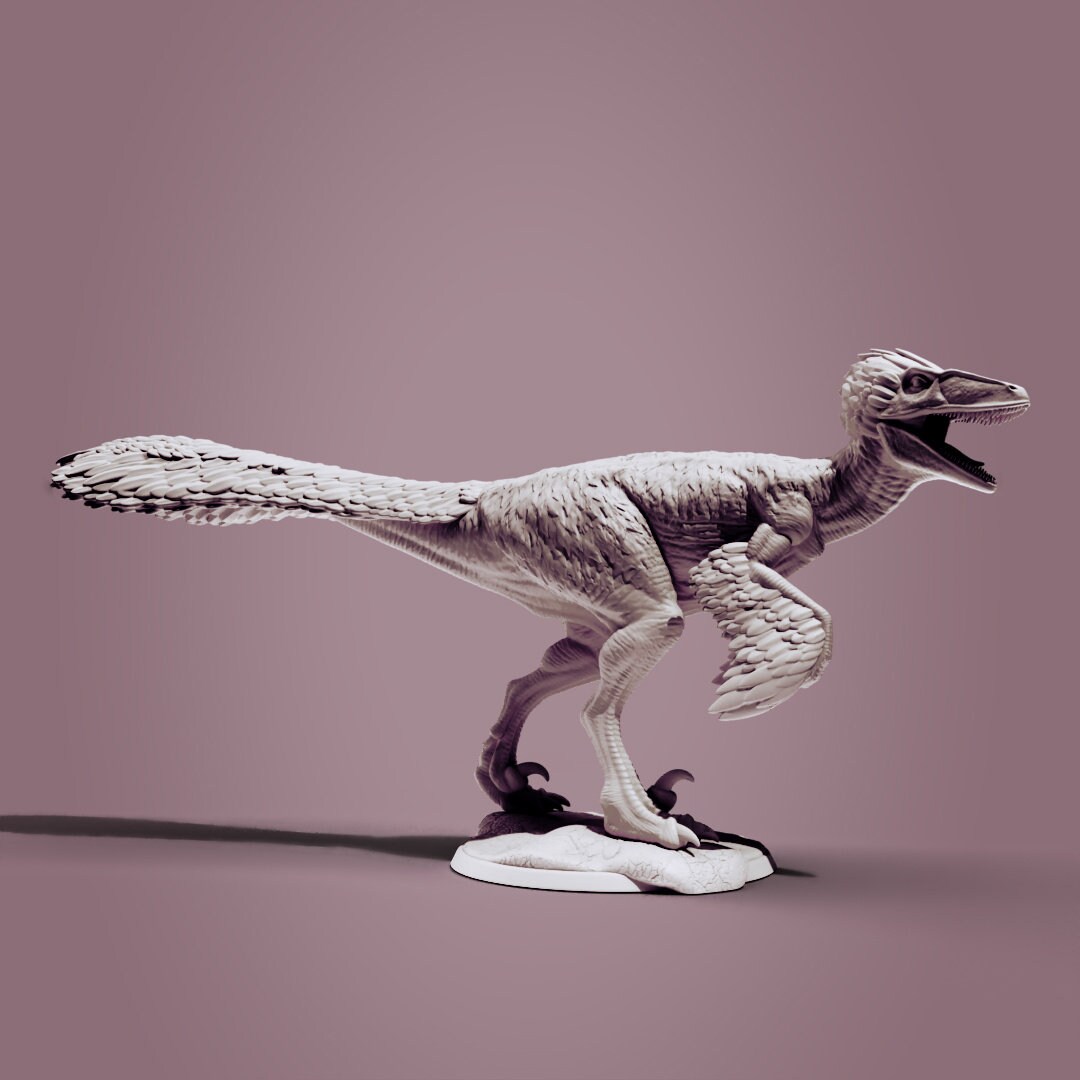 Feathered Utah Raptor, Jurassic Tribe, Dinosaur, Dnd, Resin Miniature ...
