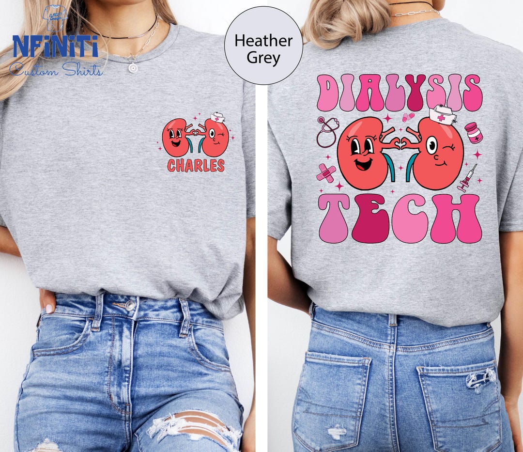Personalized Dialysis Tech T-shirt: Kidney Pocket Print, Hemodialysis ...